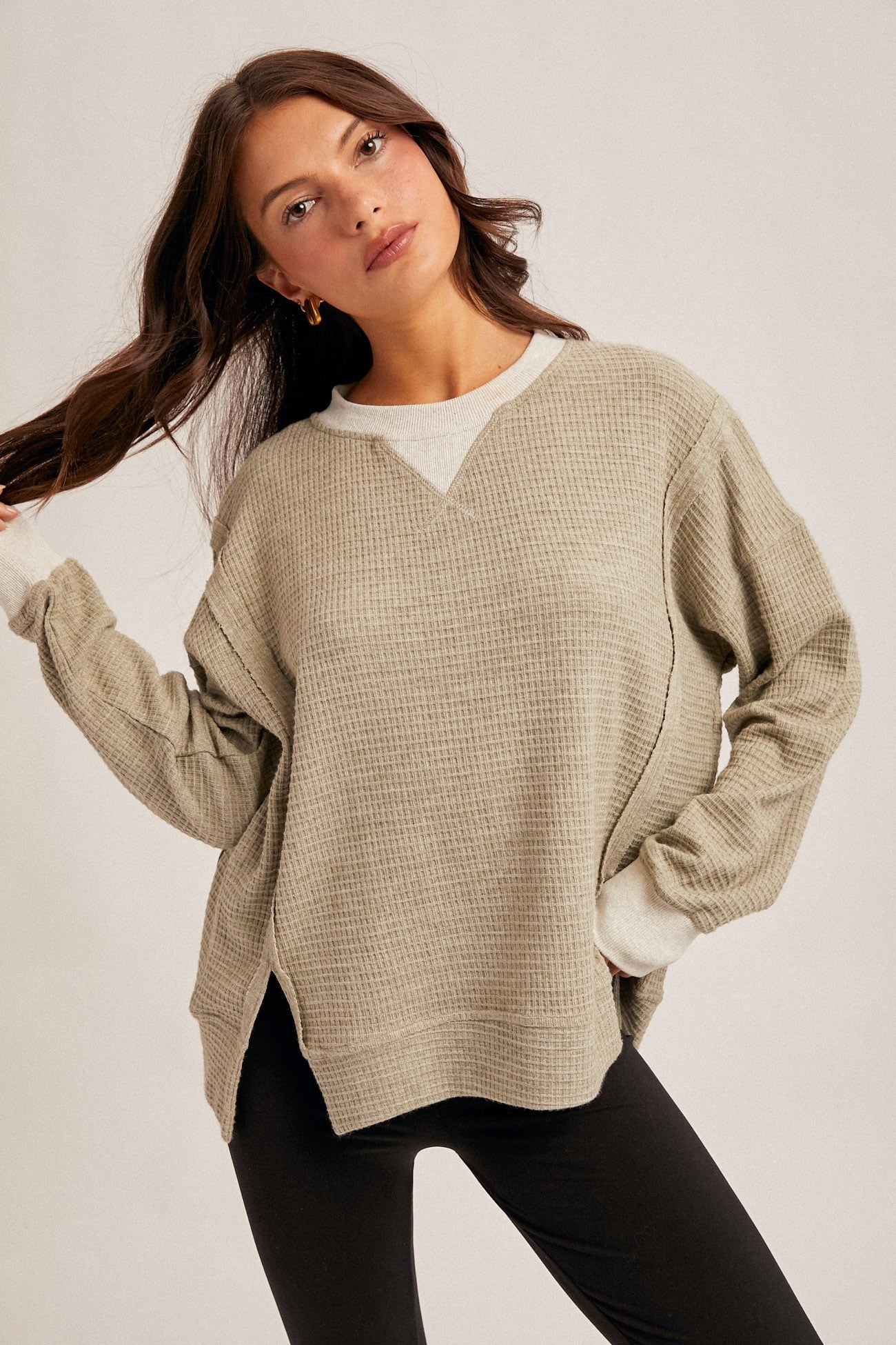 Oversized Thermal (2 Colors) – Midwestern Mama Boutique